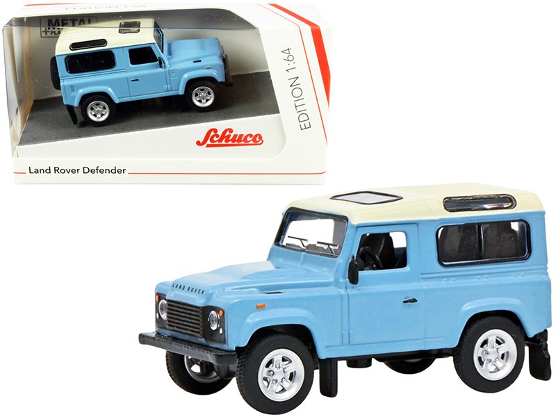 Land Rover Defender Light Blue with Cream Top 1/64 Diecast Model by Schuco
